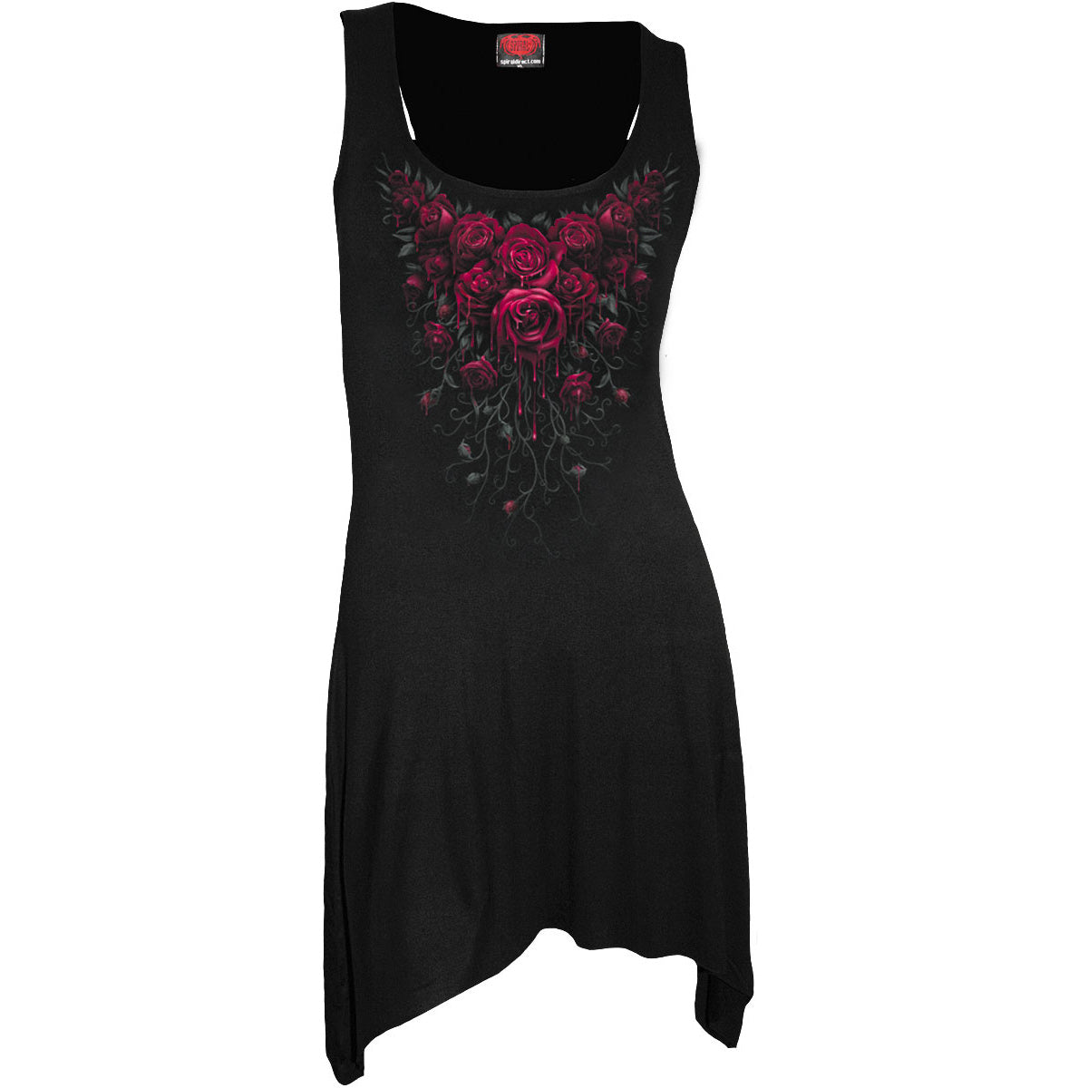 Spiral - BLOOD ROSE - Goth Bottom Camisole Dress Black – Paradiso Clothing