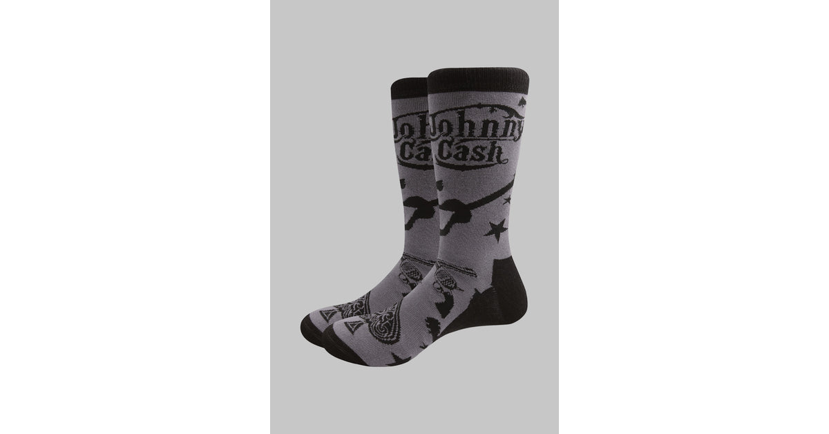 Johnny Cash Guitars N Guns Logo Socks – Paradiso Clothing