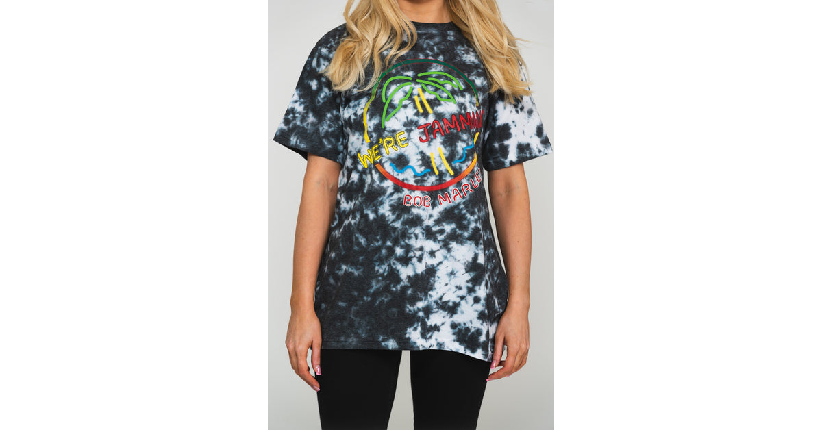Bob Marley Were Jammin Neon Sign Dip Dye T Shirt – Paradiso Clothing