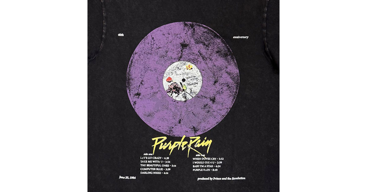 Prince Purple Rain Disc Stone Wash T Shirt – Paradiso Clothing
