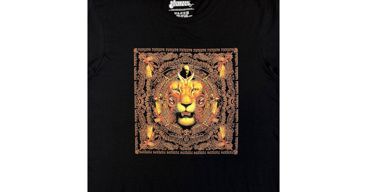 Santana Lionhead Frame Band Logo T Shirt – Paradiso Clothing
